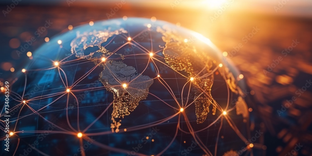 Digital World Globe With Global Connections, Symbolizing Human Interconnectivity And Progress ...