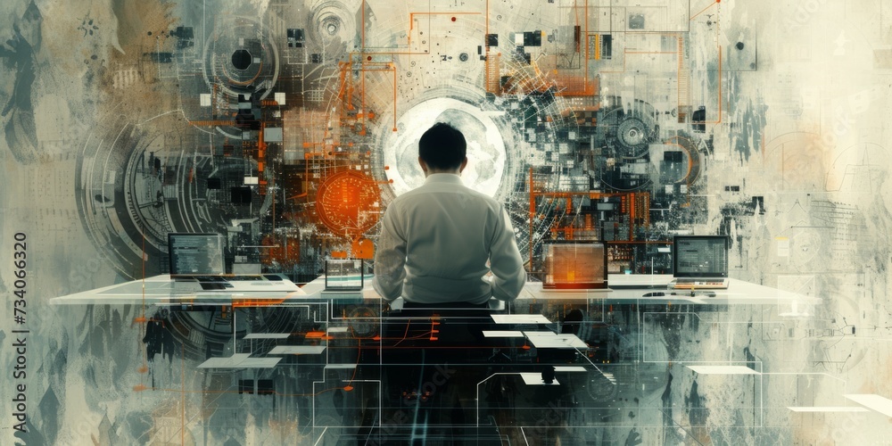 It Professional Using Device To Code And Maintain Computer Network ...