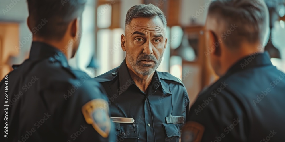 Police Officers Interrogating A Suspect And Speaking With A Witness For ...