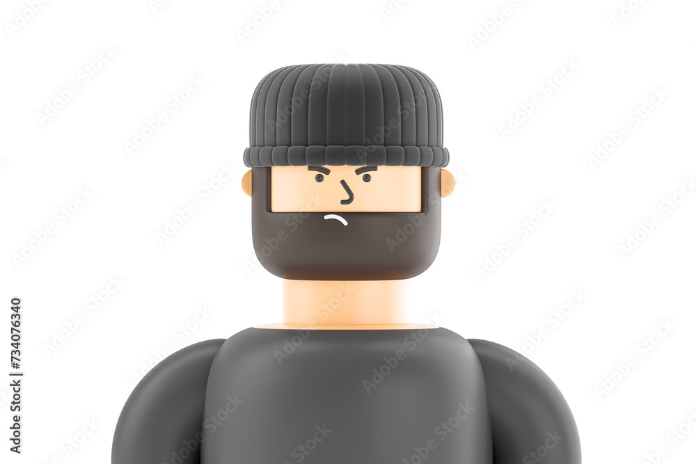 Cartoon character man. Fraudster, hacker, scammer. Concept of identity ...