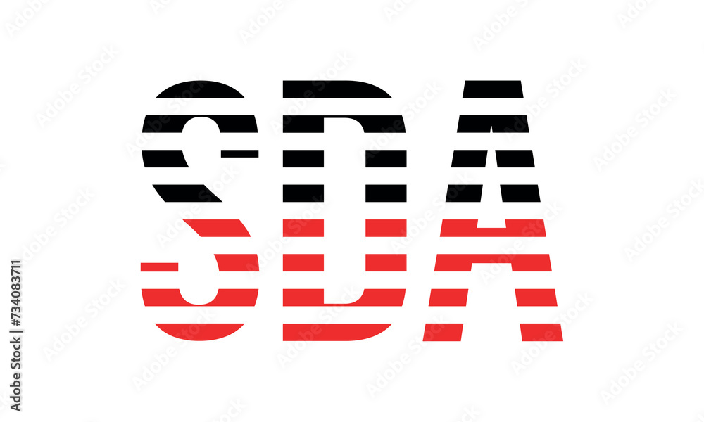 SDA three initial letter iconic line negative space minimal logo design ...