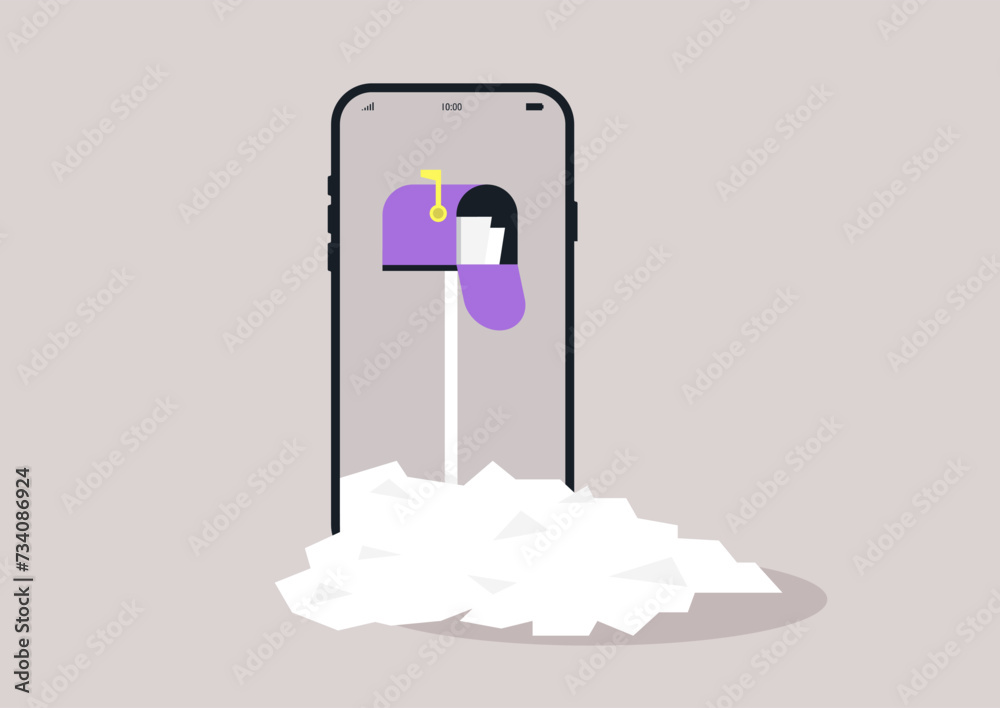 Digital Detox - Smartphone Overflowing With Unread mails, the ...