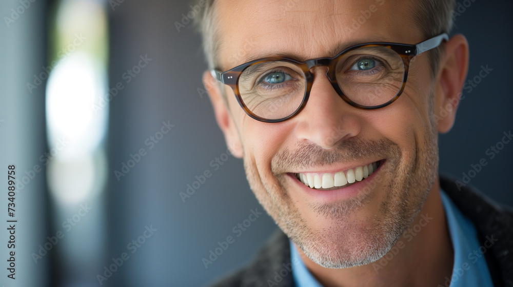 Smiling 45 years old banker, happy middle aged business man bank ...