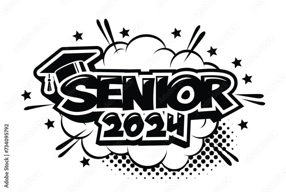 Lettering Class of 2024 for greeting, invitation card. Text for ...