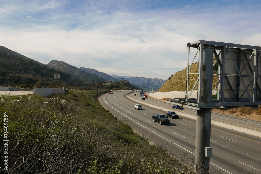 Overlooking the 118 Freeway as it enters Simi Valley in Ventura County ...