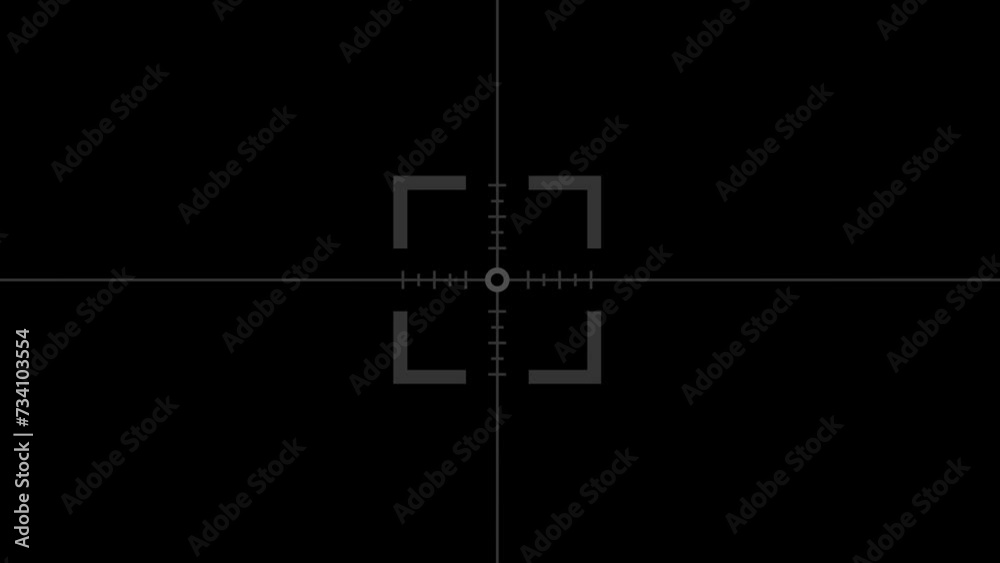 Vidéo Stock A sniper scope overlay made of a box and marked crosshair ...
