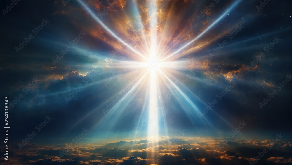 God light in heaven in form of cross symbolizing divine. AI generated ...