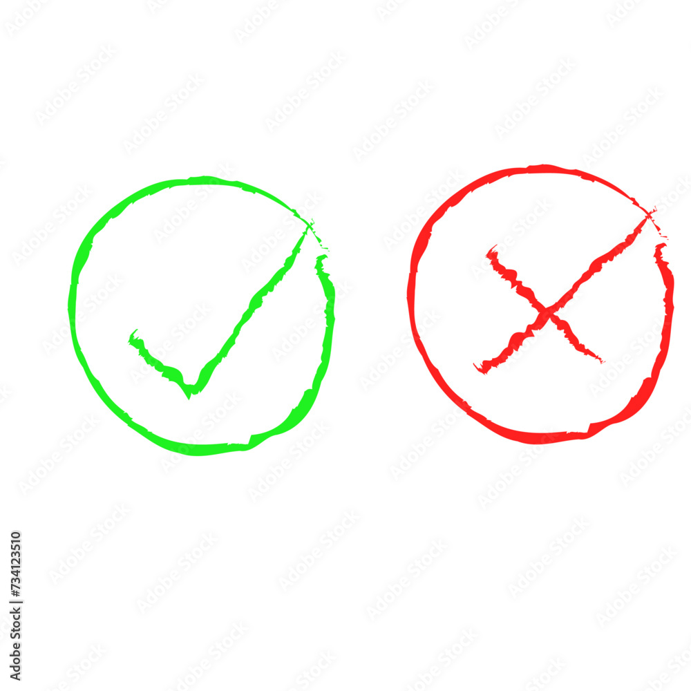 Spray Painted Graffiti Green tick check mark and cross mark icon ...