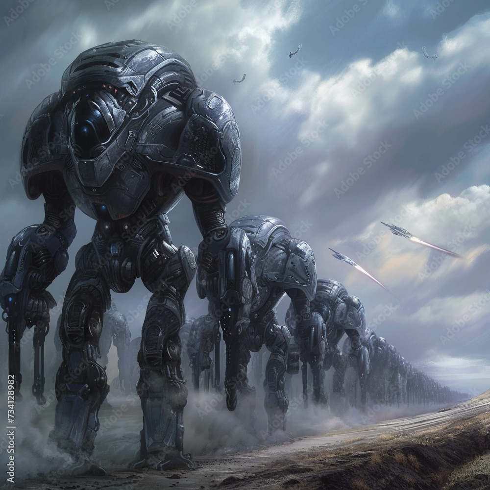 Foreboding art of a well-armored battalion of aliens Stock Illustration ...