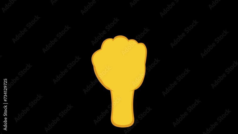 video animation closing and opening yellow hand cartoon fist body part ...
