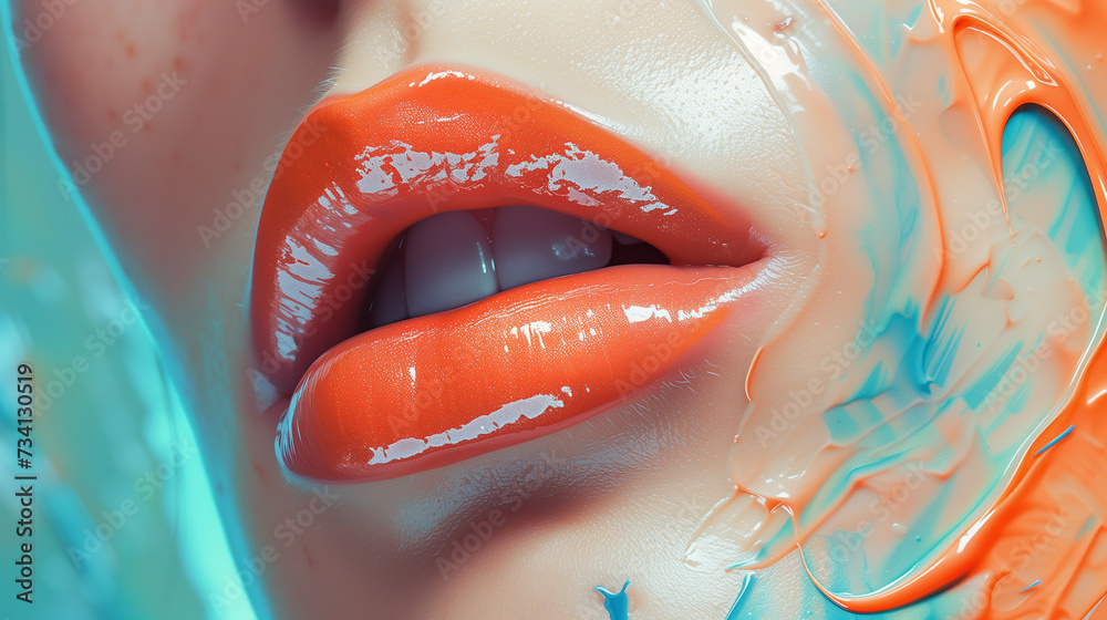 Artistic Expression: Luscious Lips and Bold Colors in Abstract Art ...
