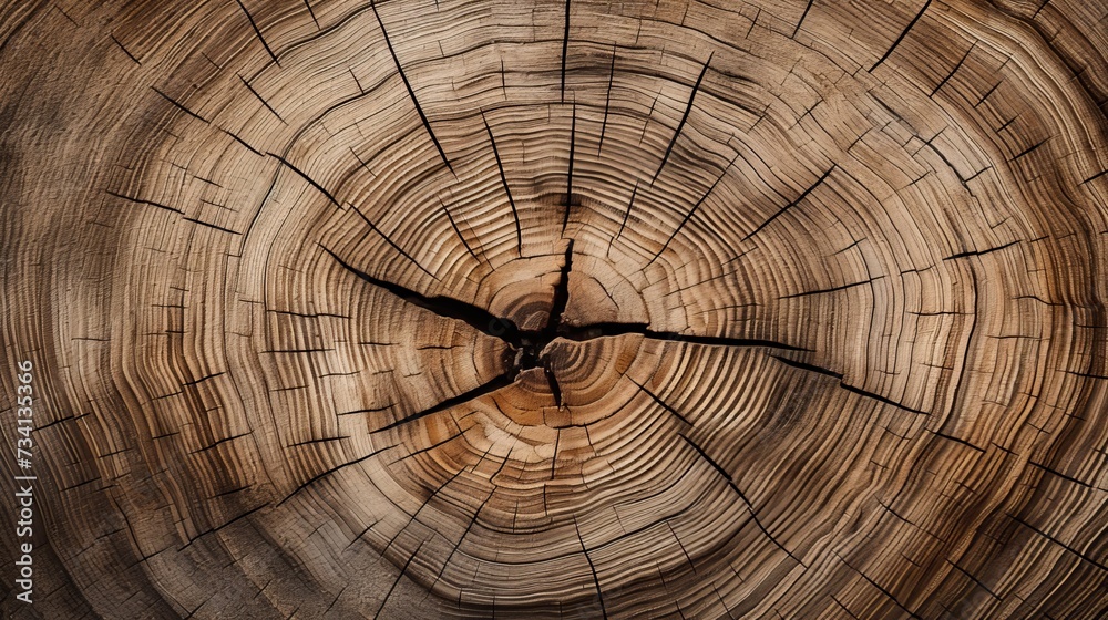 Old wooden oak tree cut surface. Detailed warm dark brown and orange ...