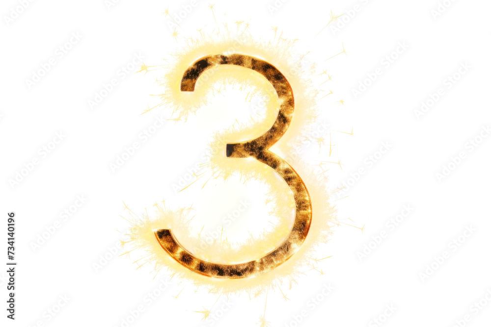 Sparkler Number 3 Celebration Display, png file of isolated cutout ...