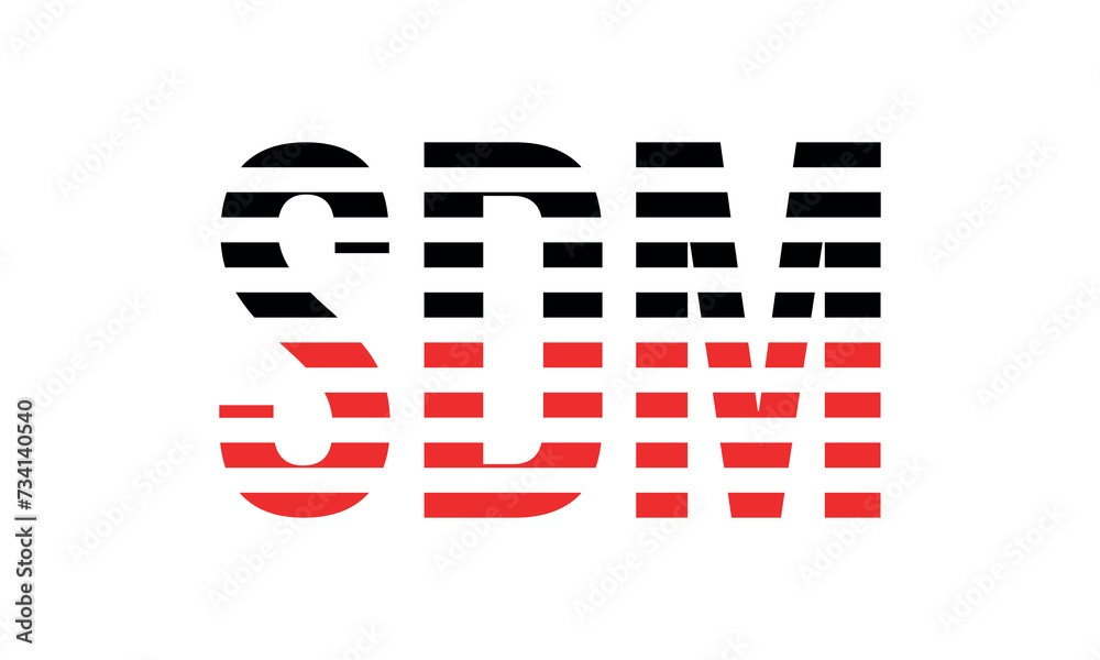 SDM three initial letter iconic line negative space minimal logo design ...