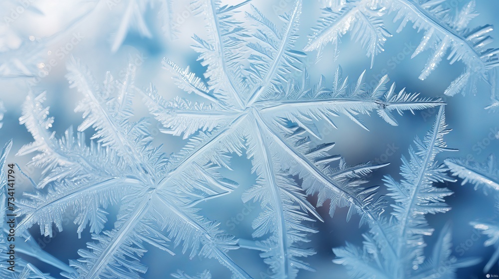 This image captures the complex patterns of ice crystals formed ...