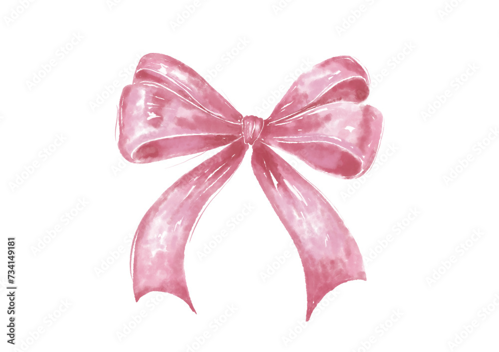 Ilustración lazo rosa pink acuarela efecto Valentín love amor dibujo ...