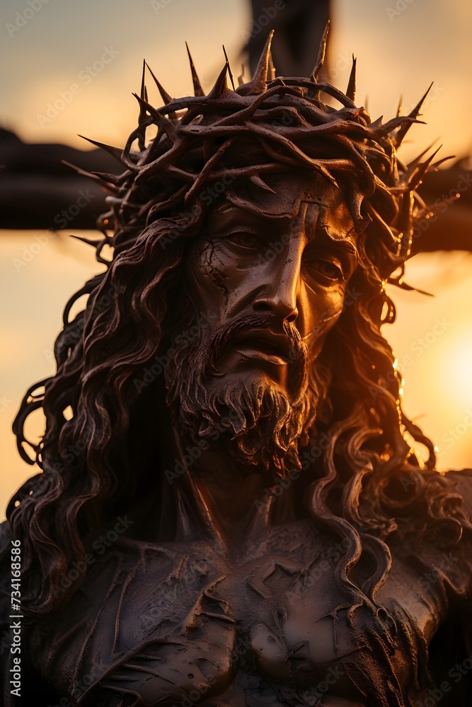 Escultura de bronce de Jesus o Jesucristo coronado de espinas con ...