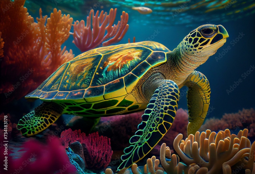 Meet the Intricate and Beautifully Color-Coded Green Hawksbill Turtle ...