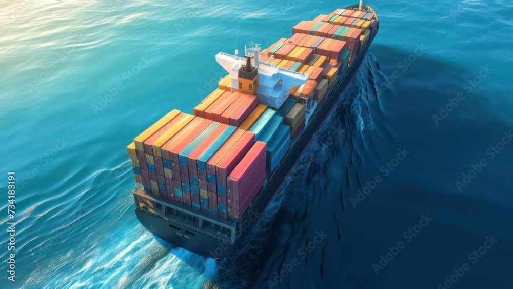 A seamless looping 4K virtual video animation showcasing large cargo ...