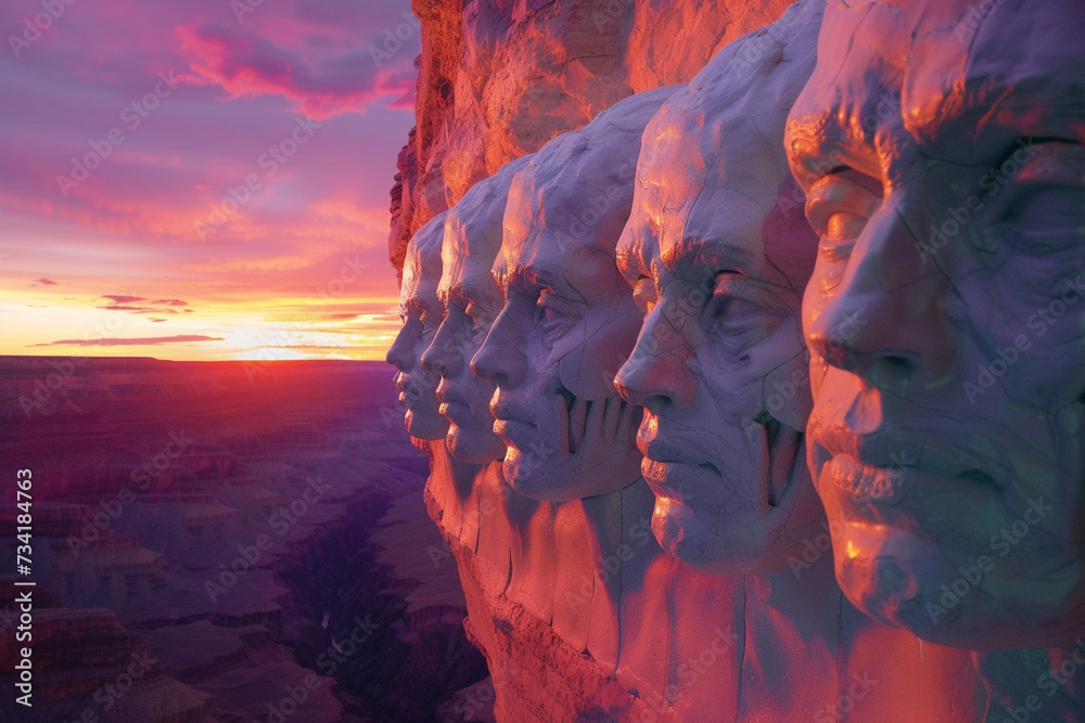 A void displaying myriad expressions of human heads set against the ...