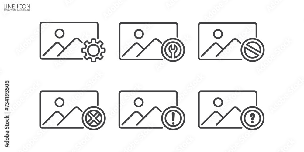 Vecteur Stock Corrupted Images Icon Set Picturs Error Report Icon Corrupted Image Icon Vector