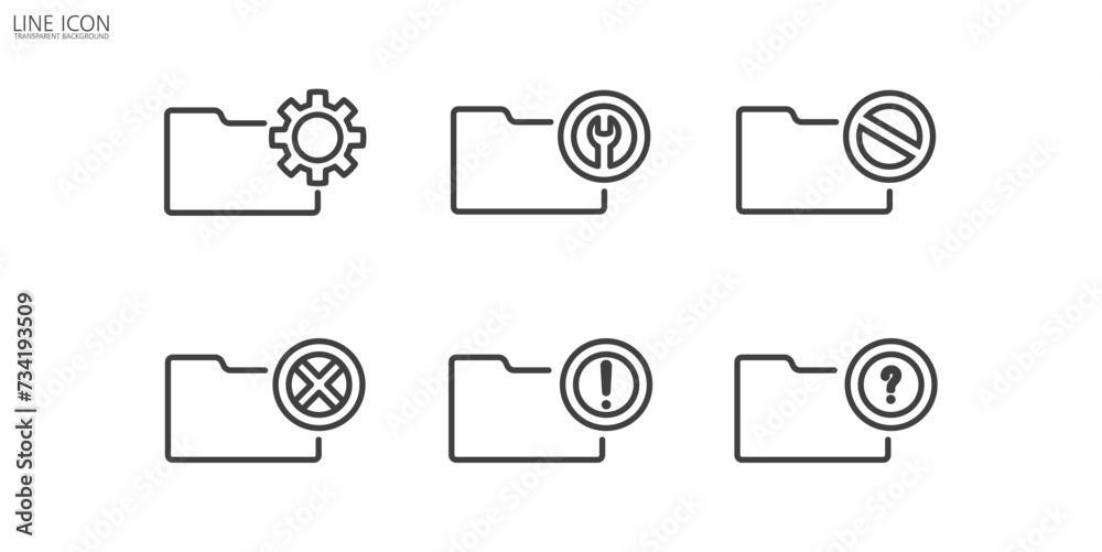 Folder Corrupted icon set. Folder error report icon. File error report ...