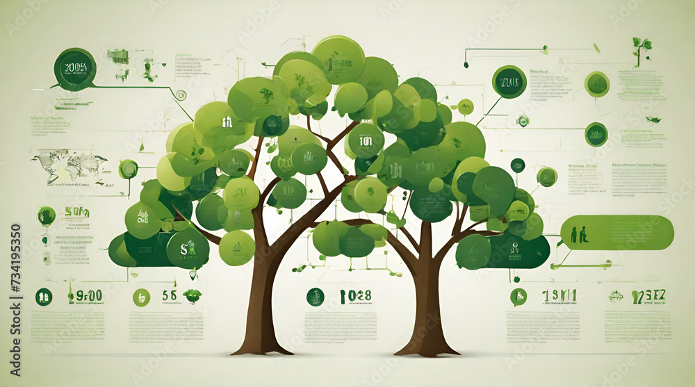 ภาพประกอบสต็อก Abstract business Infographics in tree shape. Tree ...