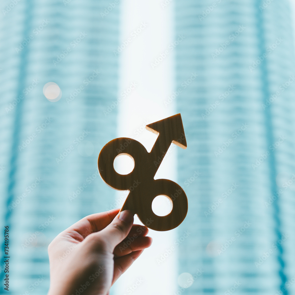 Percentage model and up arrow. Key concepts for success, methods ...