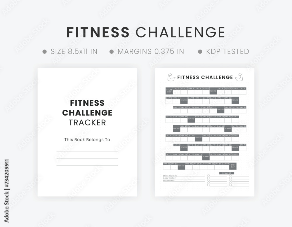 Fitness Challenge Letter Bullet Journal Notebook Page Printable Fitness ...