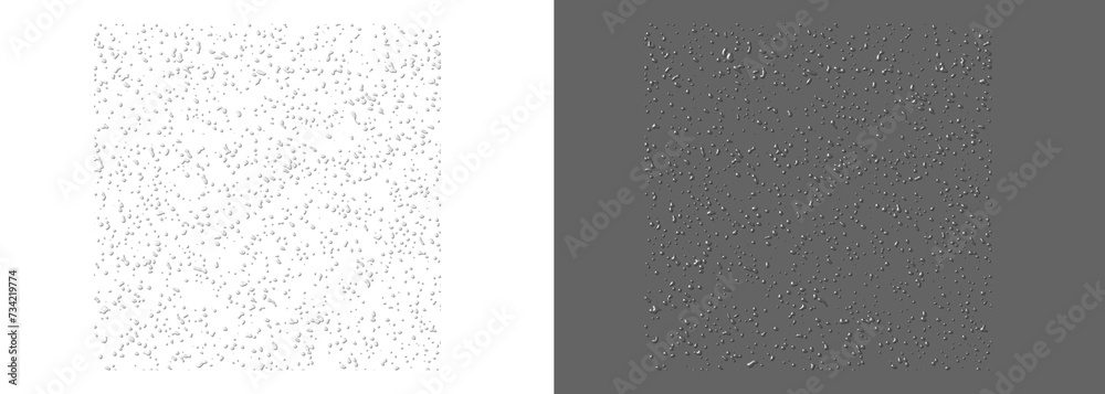 Realistic water droplets on the transparent background. Abstract water ...
