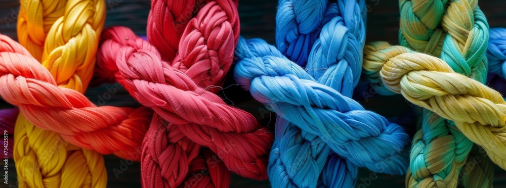 Team rope diverse strength connect partnership together teamwork unity ...