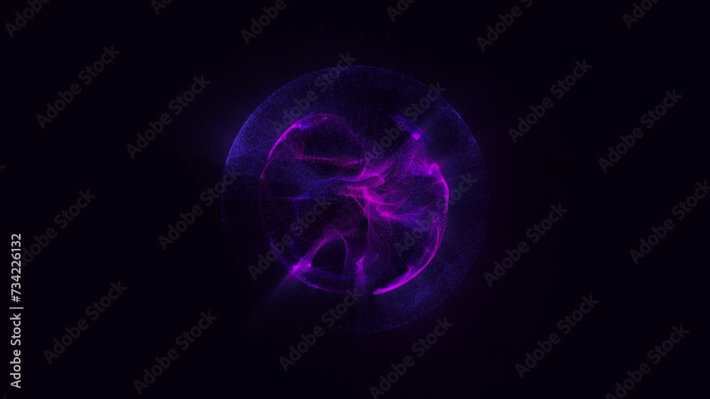 Magic circle purple pink energy, sphere, ball made of futuristic waves ...