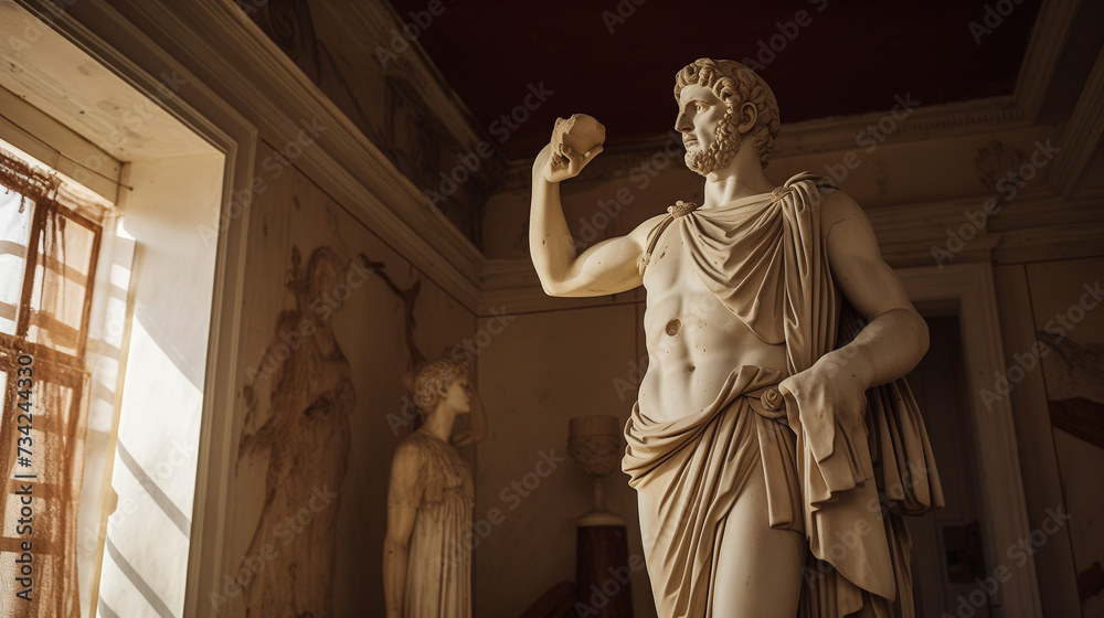 Julius Caesar statue in ancient Rome, stoned statue on a roman ...