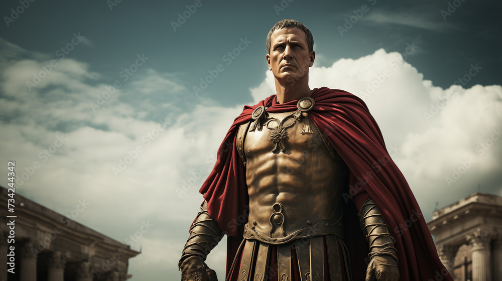 Julius Caesar statue in ancient Rome, stoned statue on a roman ...