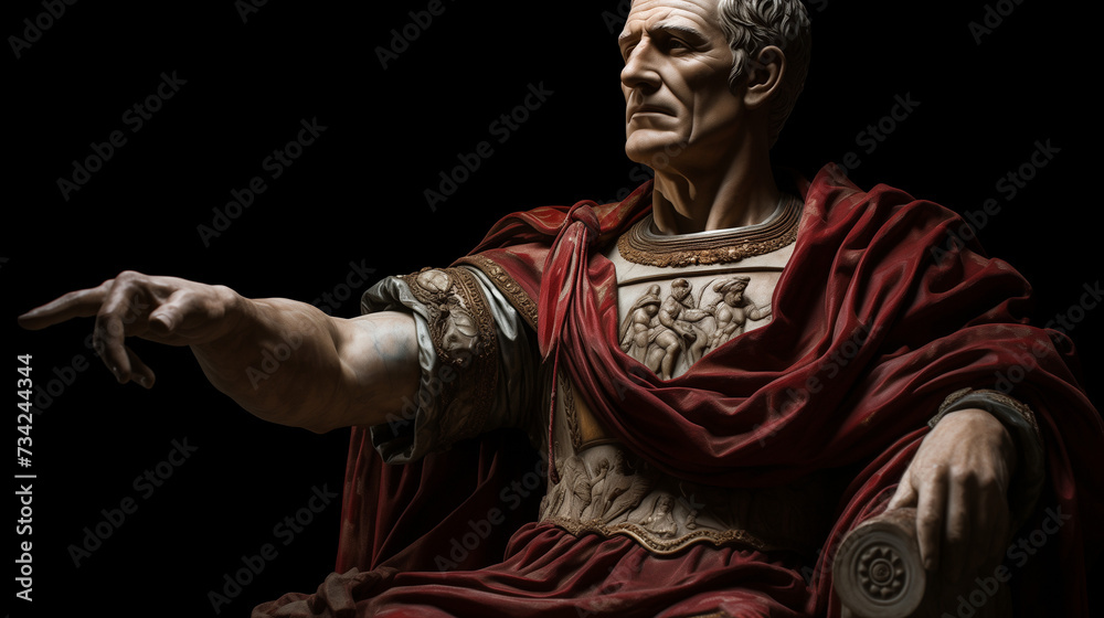 Julius Caesar statue in ancient Rome, stoned statue on a roman ...