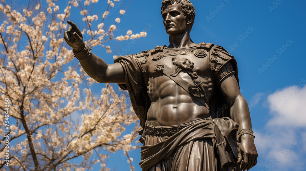 Julius Caesar statue in ancient Rome, stoned statue on a roman ...