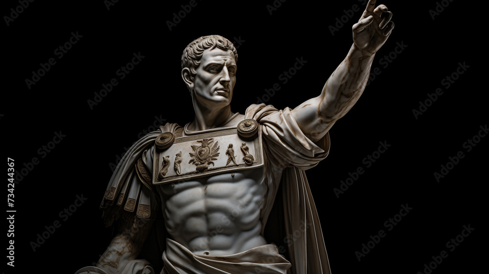 Julius Caesar statue in ancient Rome, stoned statue on a roman ...