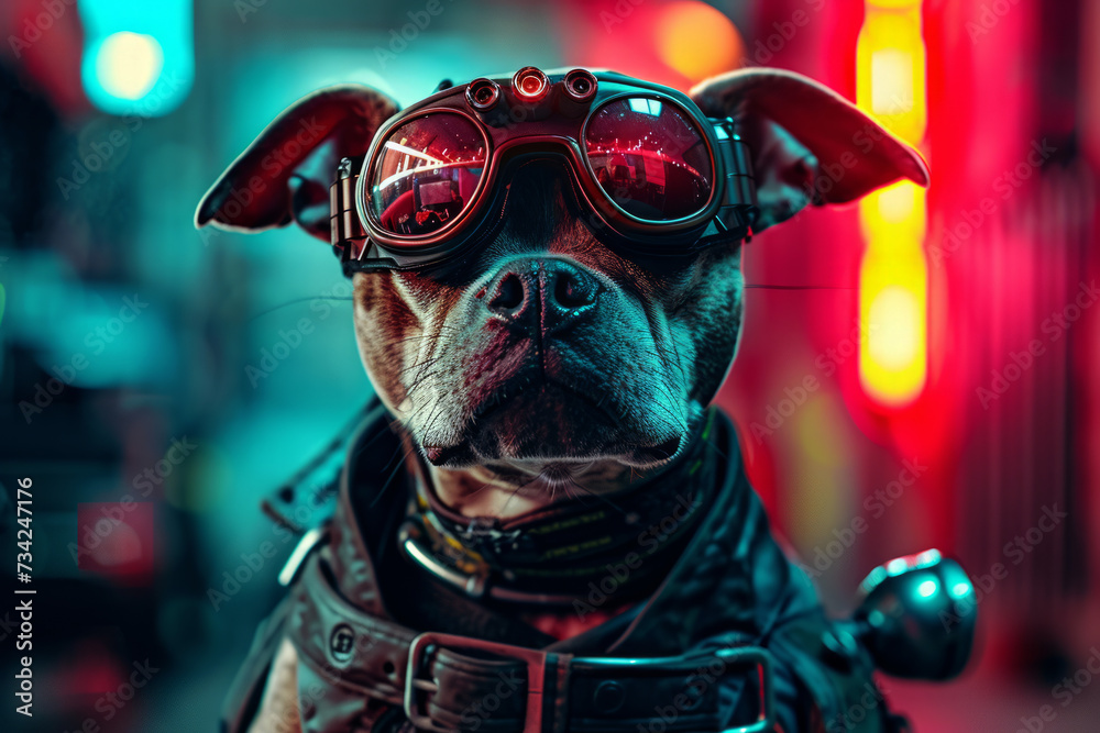 Dynamic image of a petfluencer in cyberpunk style, blending futuristic ...