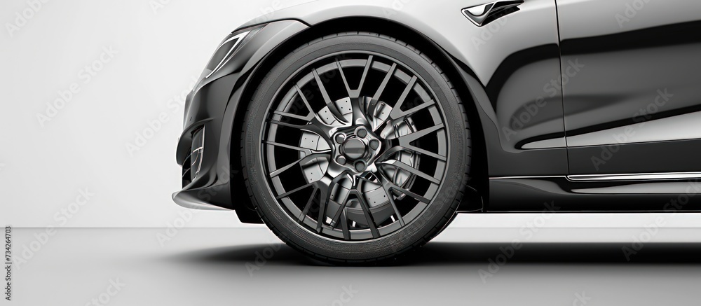 Car wheels with tire side view isolated on realistic background. AI ...