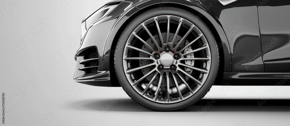 Car wheels with tire side view isolated on realistic background. AI ...