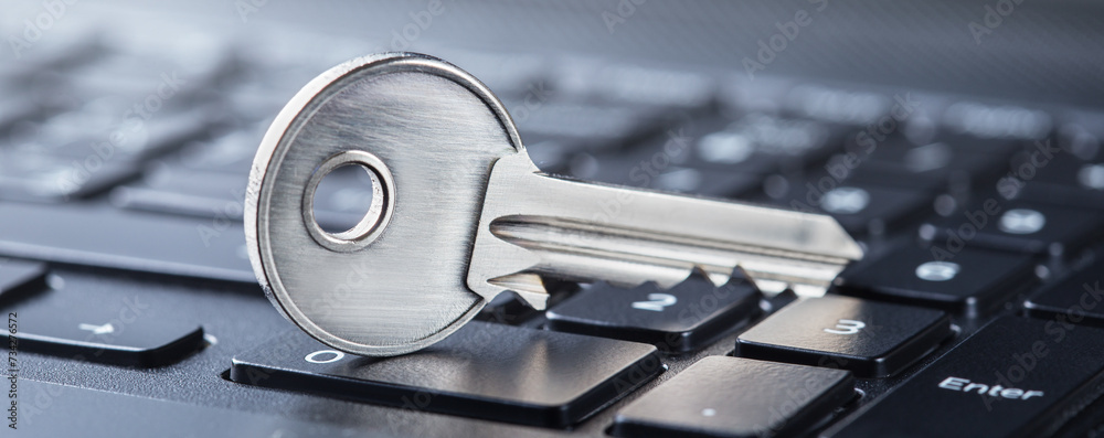 phishing, hacking personal data and money , key and hook on computer ...