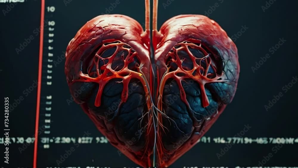 Human Heart Beating Full And Section View Cardiovascular System ...