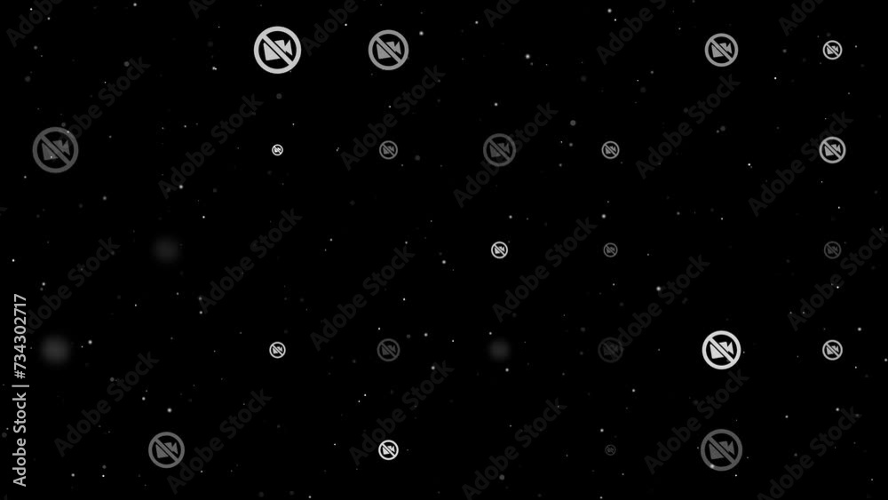 Template animation of evenly spaced no video symbols of different sizes ...