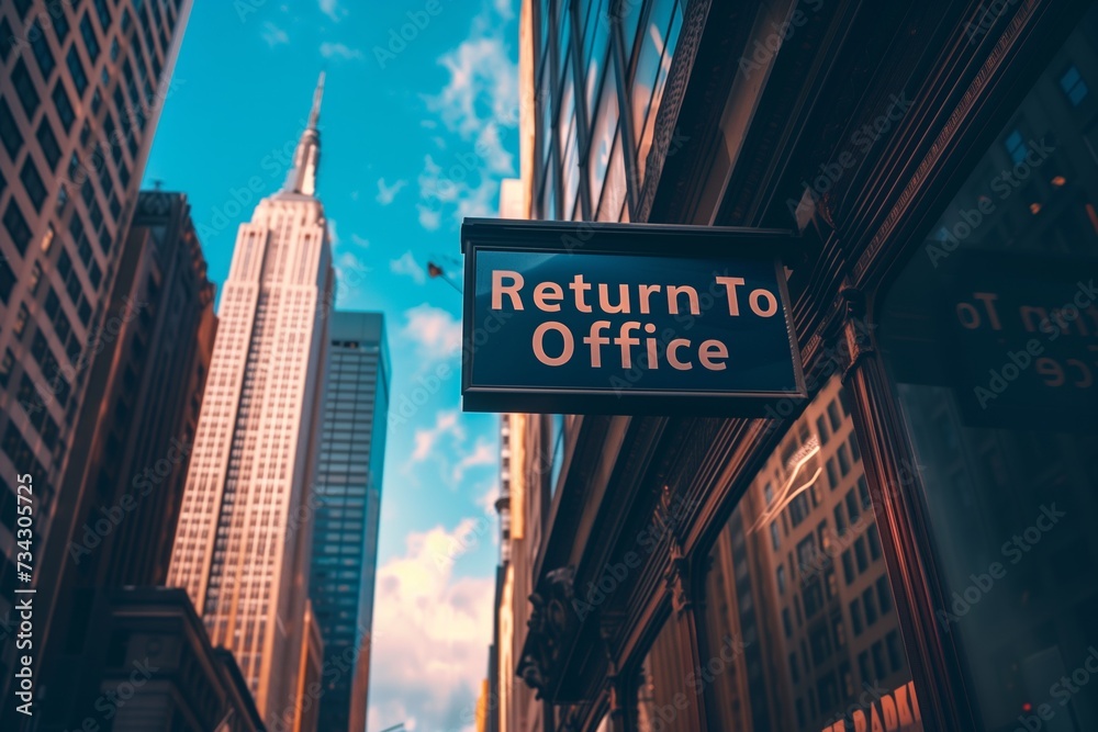 return to office sign welcoming employees back to the office. Signaling ...