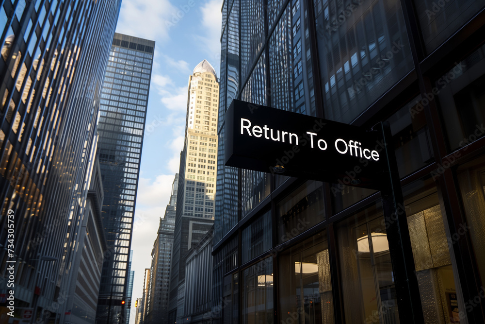 return to office sign welcoming employees back to the office. Signaling ...