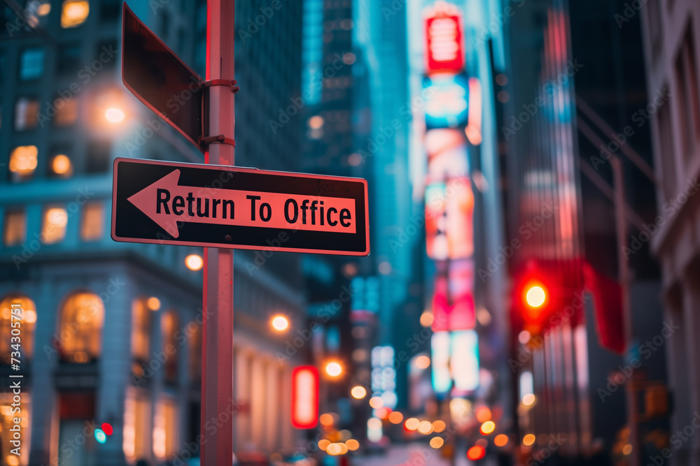return to office sign welcoming employees back to the office. Signaling ...
