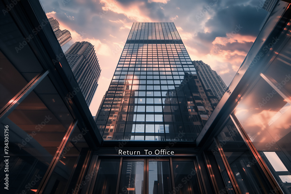 return to office sign welcoming employees back to the office. Signaling ...