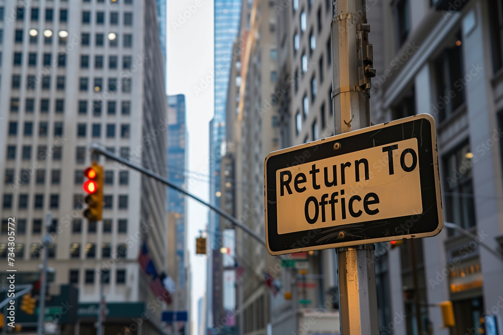 return to office sign welcoming employees back to the office. Signaling ...