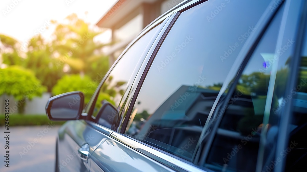 Generative AI : Side view of car window tint, ceramic film provides ...