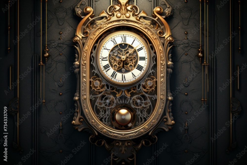 Sophisticated Pendulum clock mockup. Traditional object. Generate Ai ...